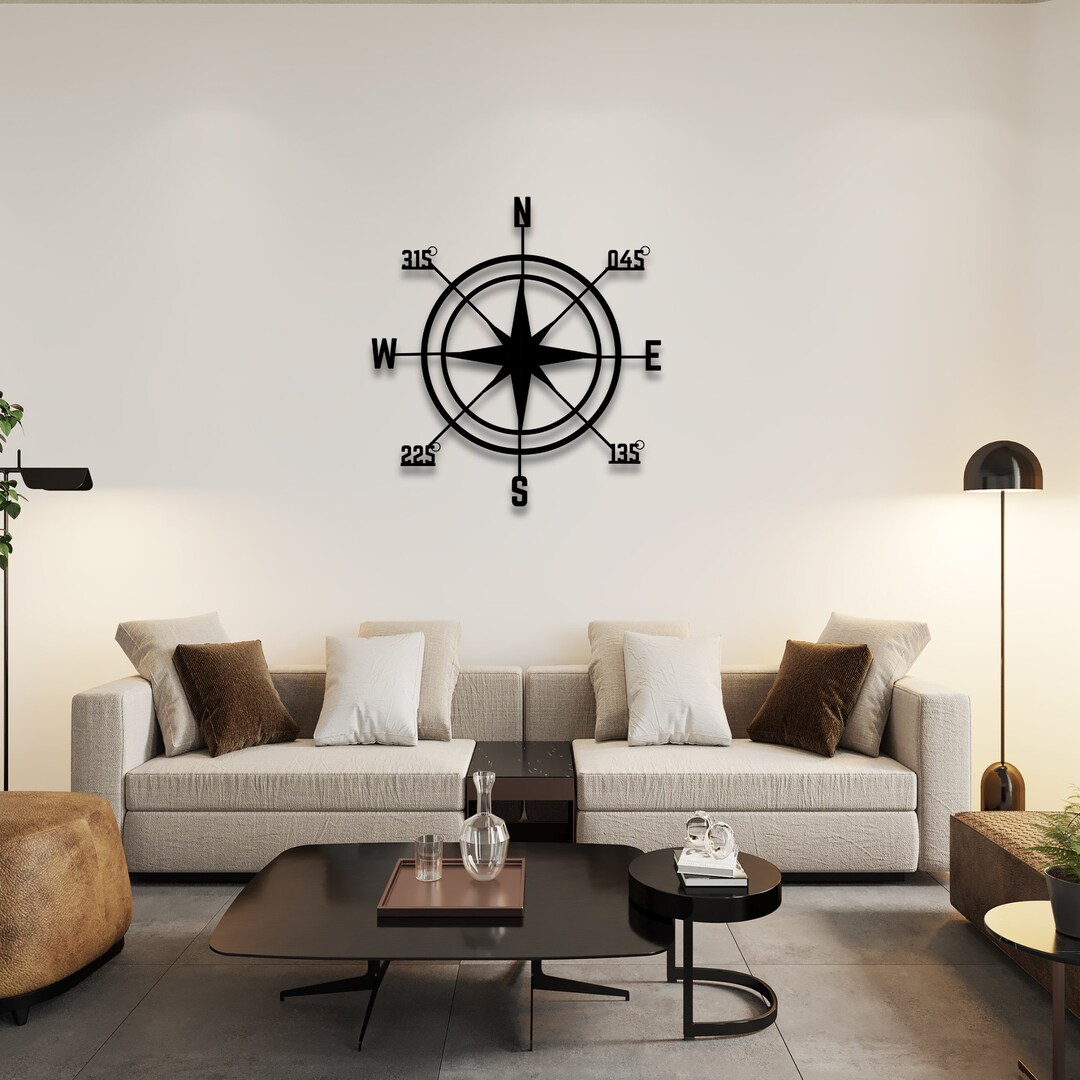 Compass Metal Sign, Nautical Decor, Compass Metal Wall Art ...