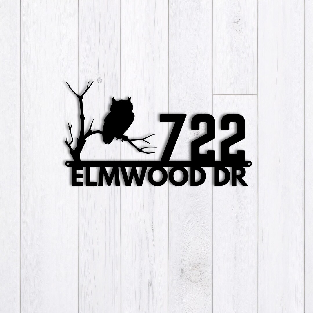 Personalized Owl and Tree Address Sign, Metal Porch Decor, Front Door ...