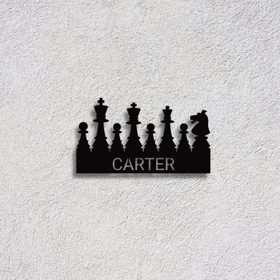 Personalized Metal Chess Sign, Custom Name Chess Lovers, Gaming Room ...