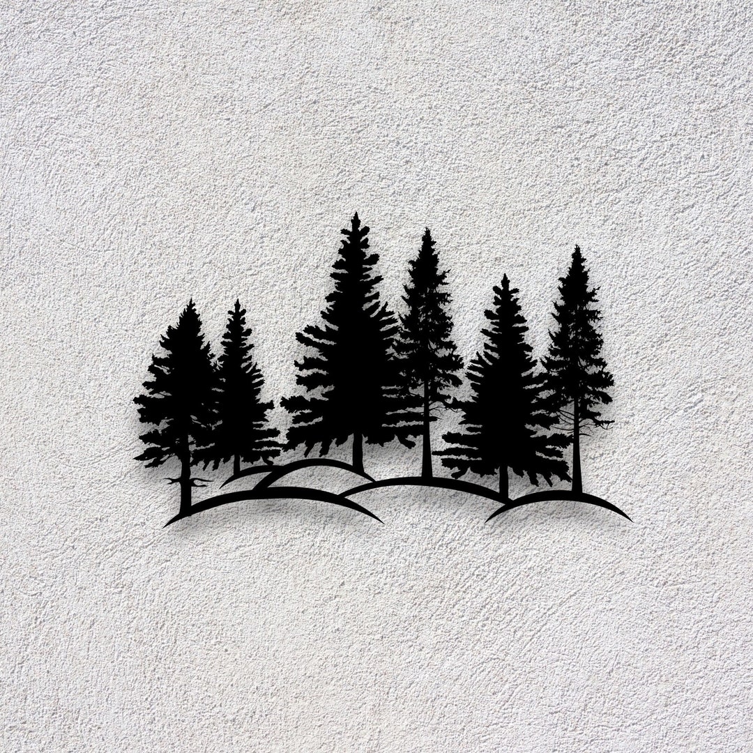 Cedar Tree Metal Sign Six Trees Home Decor Steel Metal Wall Art Nature ...