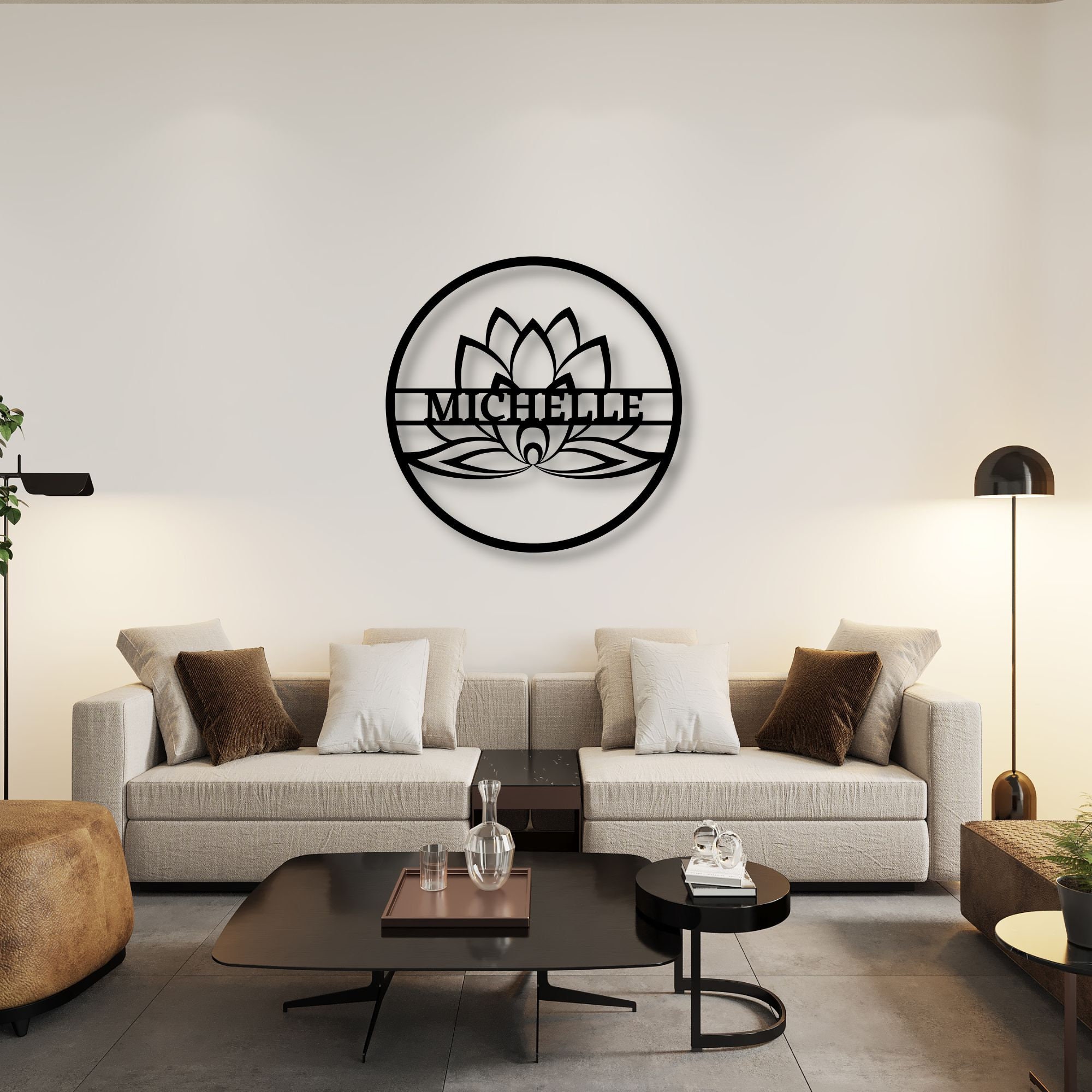 Personalized Lotus Flower Metal Sign, Custom Wall Art, Modern Flower ...