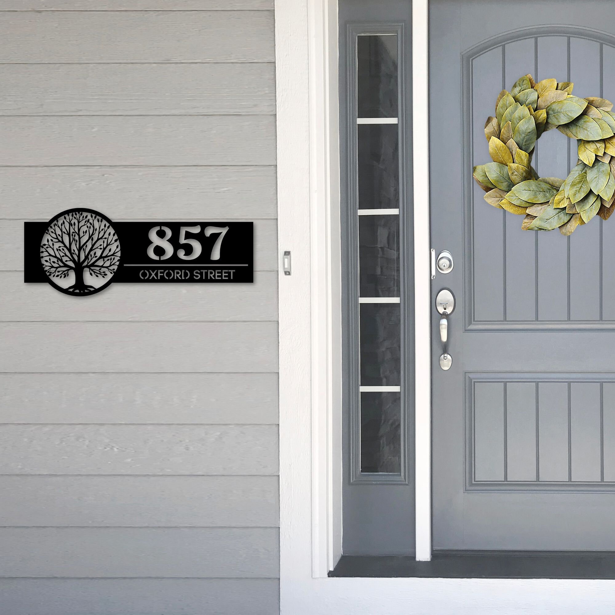 Personalized Metal Address Sign, Tree of Life, Modern House Numbers ...