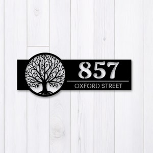 Personalized Metal Address Sign, Tree of Life, Modern House Numbers ...