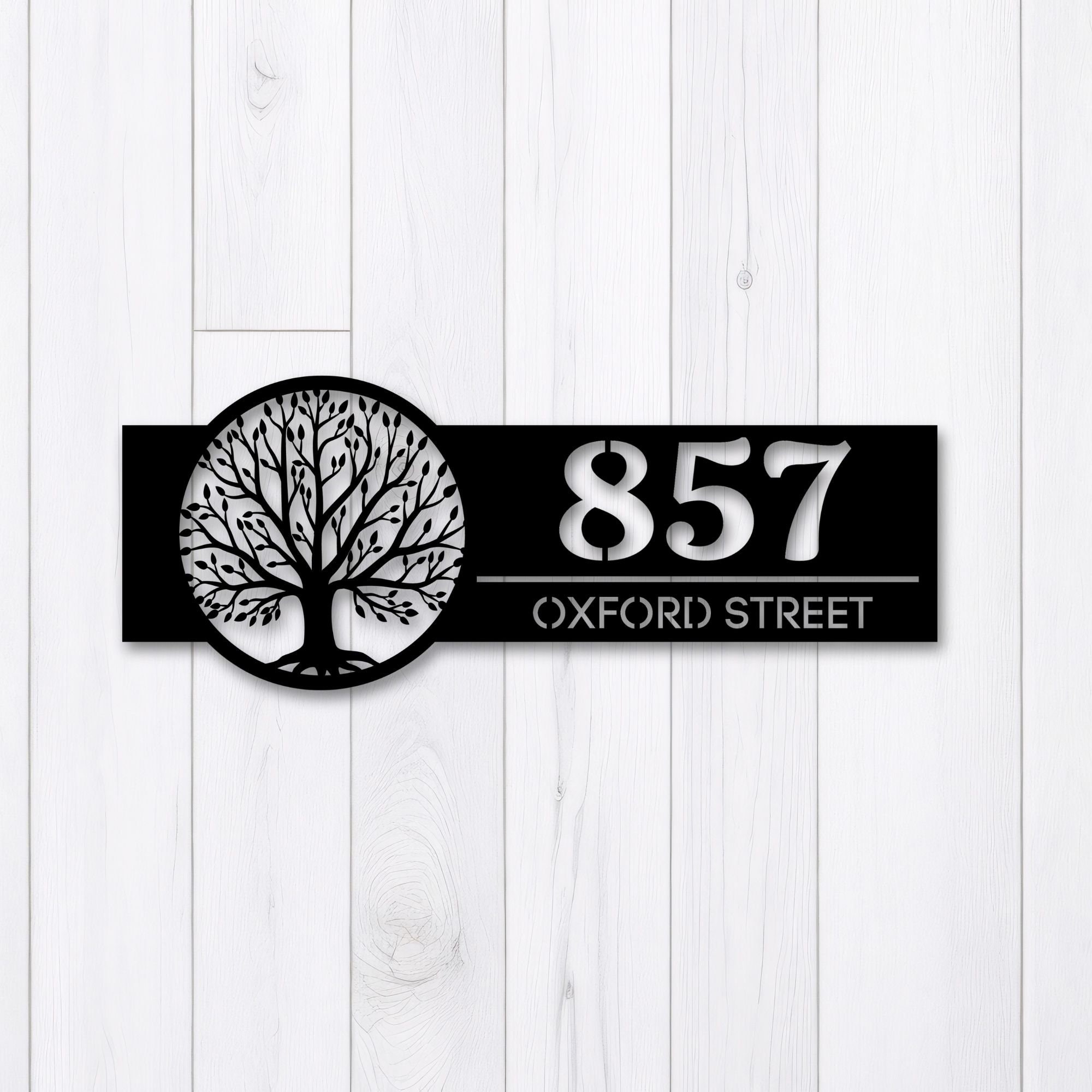 Personalized Metal Address Sign, Tree of Life, Modern House Numbers ...