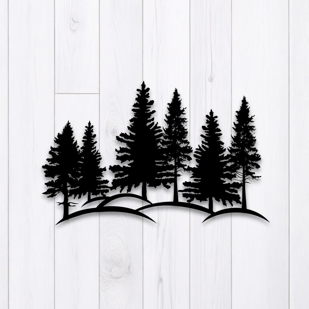 Cedar Tree Metal Sign, Six Trees Home Decor, Steel Metal Wall Art ...