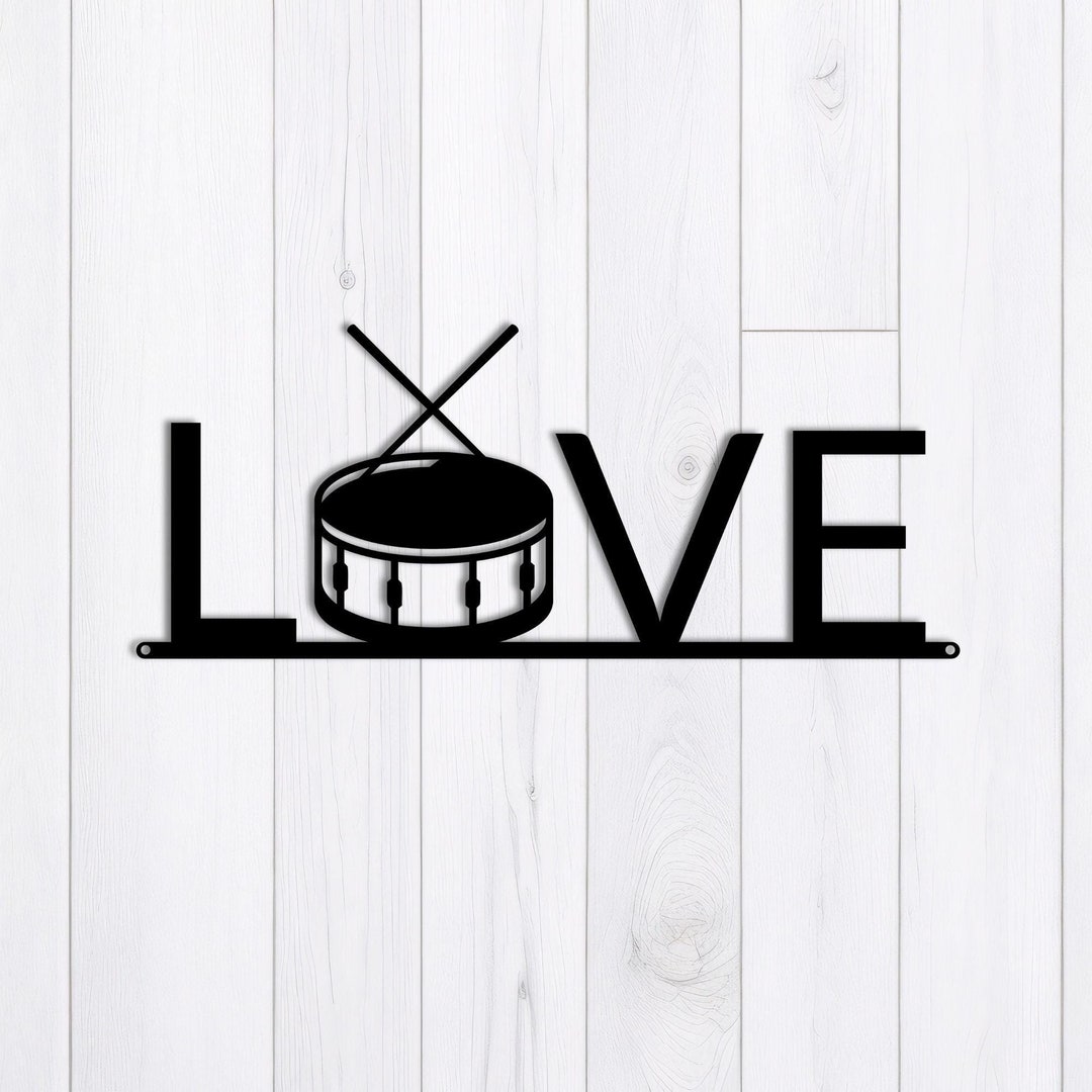 I Love Drums Metal Sign, Drum Set Metal Art, Snare Drum Sign, Musician ...