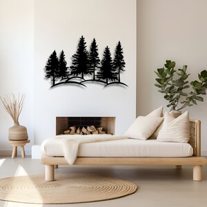 Cedar Tree Metal Sign, Six Trees Home Decor, Steel Metal Wall Art ...