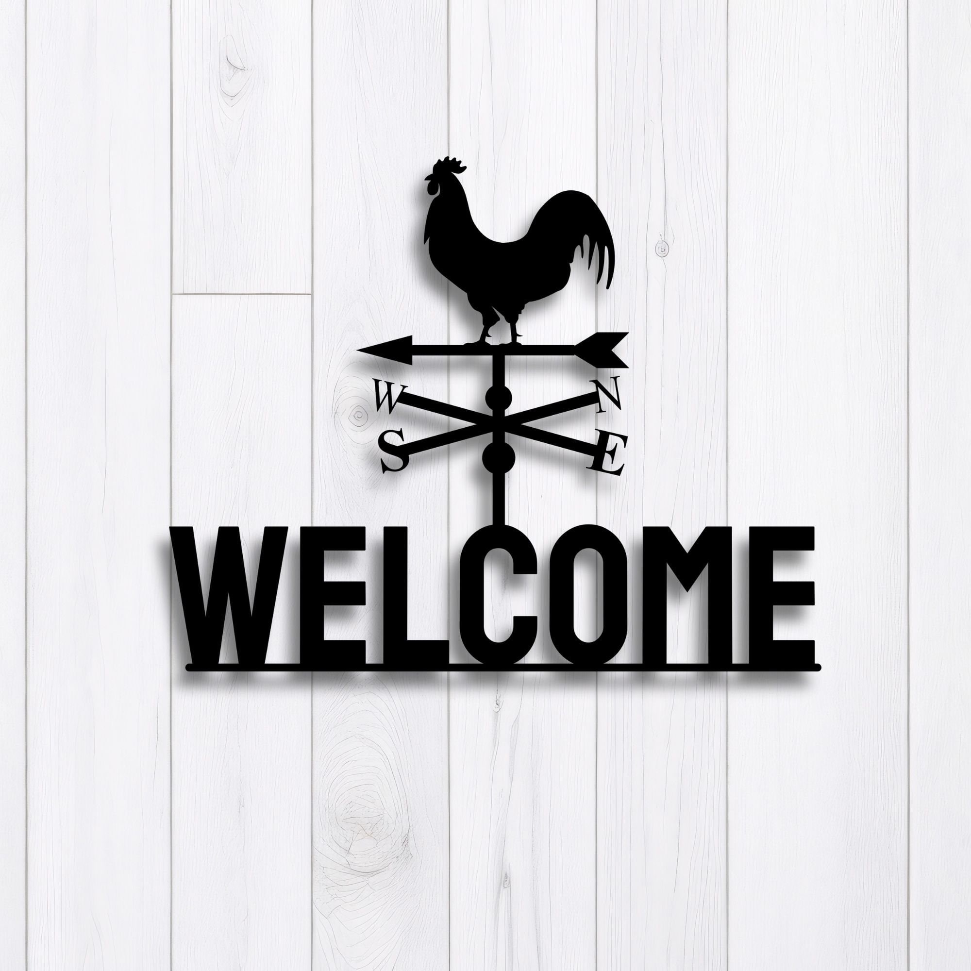 Welcome Farm Metal Sign, Chicken Coop Art, Outdoor Rooster Signage ...