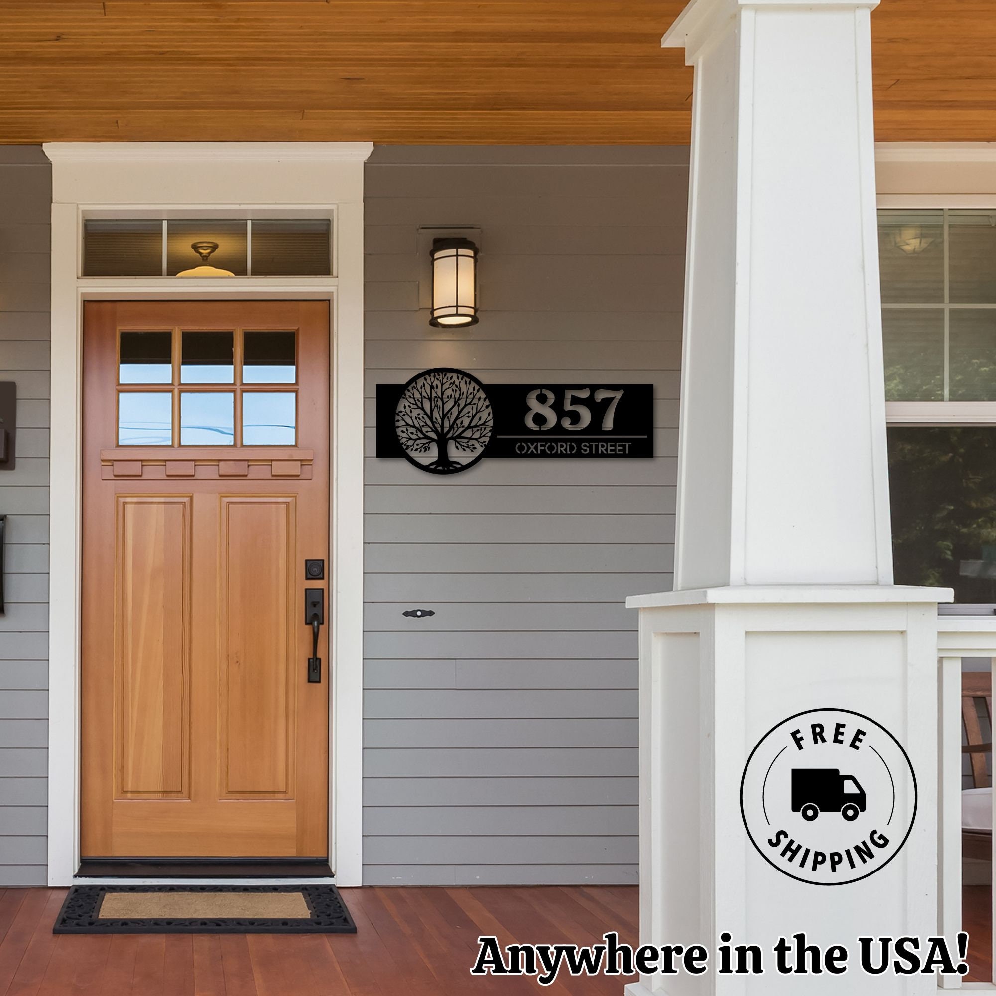 Personalized Metal Address Sign, Tree of Life, Modern House Numbers ...