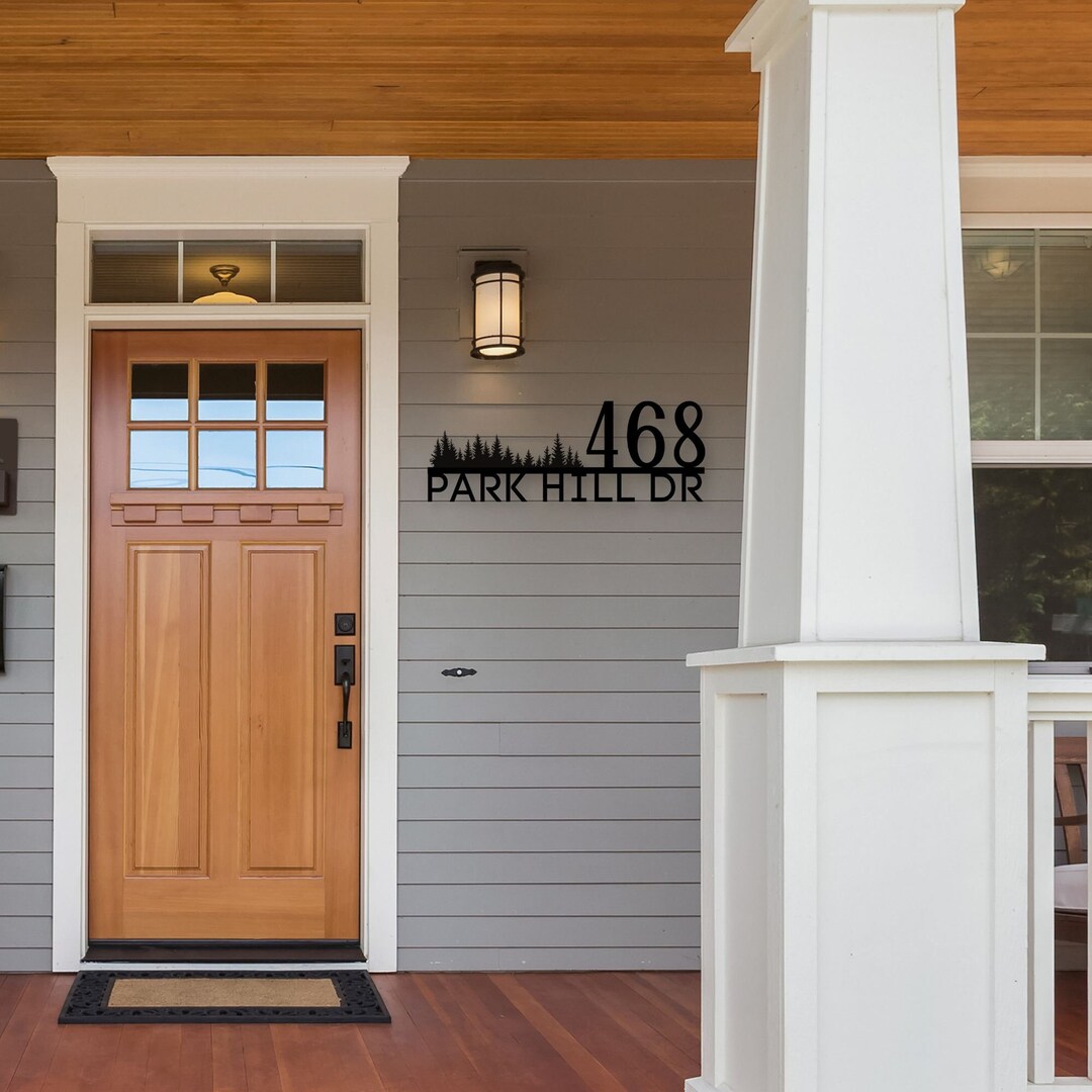 Metal House Number Sign, Metal House Address, Mid Century Deco Sign ...