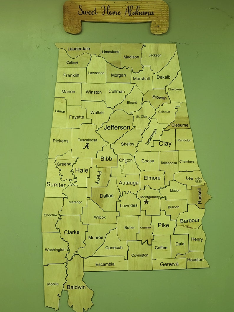 5' X 3' State of Alabama Map (file) - Etsy