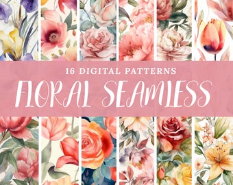 Wildflowers Digital Paper SEAMLESS Watercolor Wildflower Patterns 12 ...