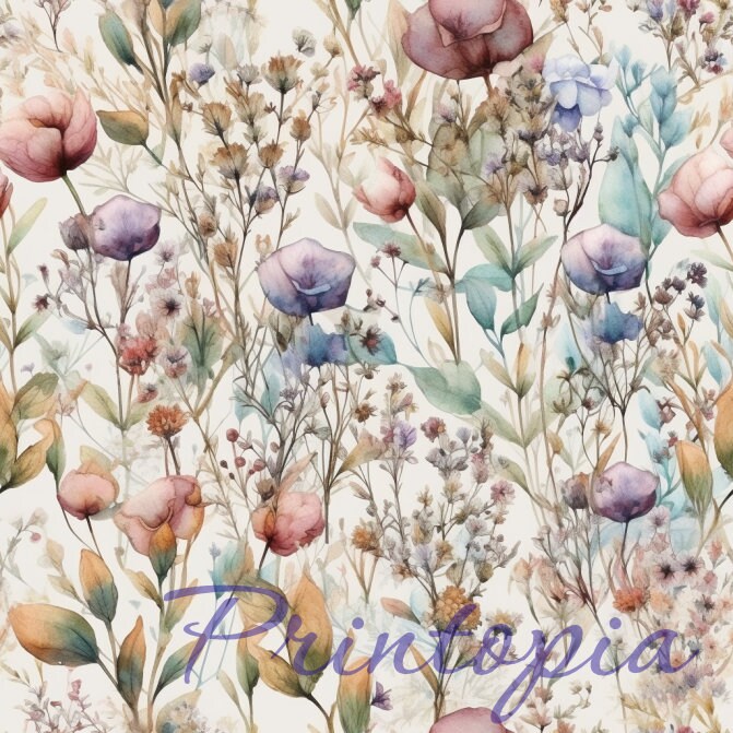 Wildflowers Digital Paper SEAMLESS Watercolor Wildflower Patterns 12 ...