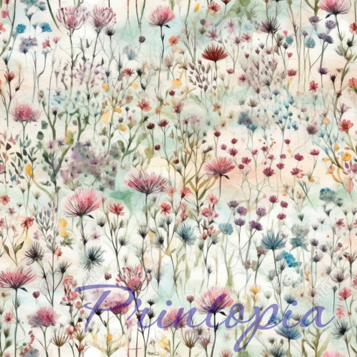 Wildflowers Digital Paper SEAMLESS Watercolor Wildflower Patterns 12 ...