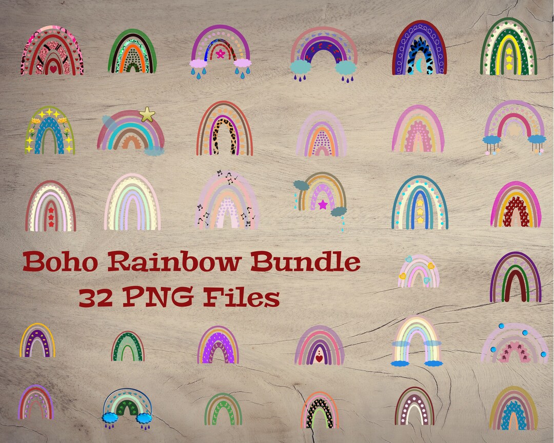 Boho Rainbow Bundle PNG Sublimation| Boho Rainbow | Cute Rainbow Pastel ...