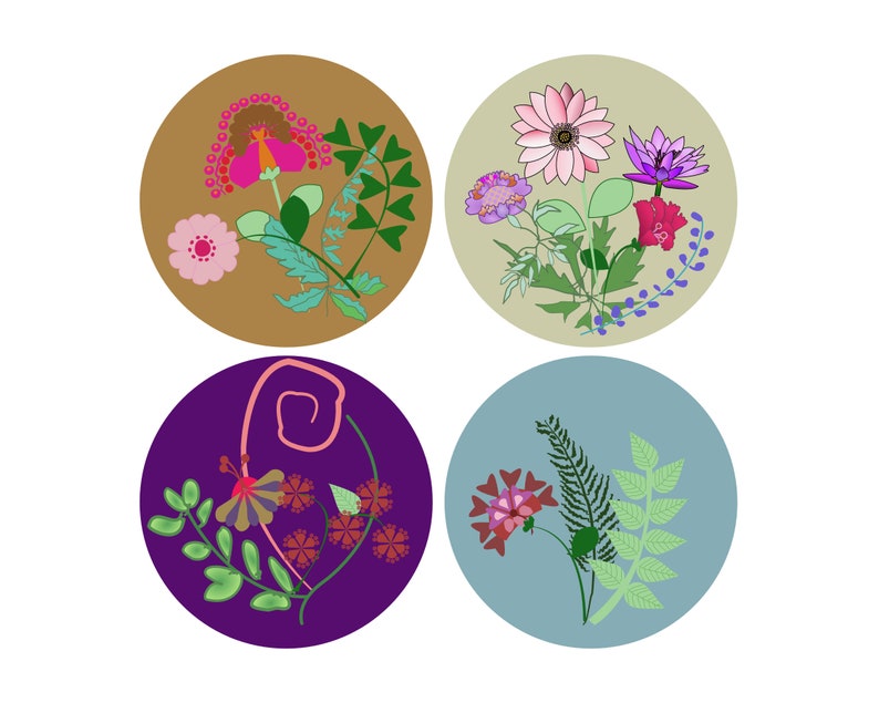 Boho Flower Clipart Set Boho Floral Accessory and Rainbow Greenery ...