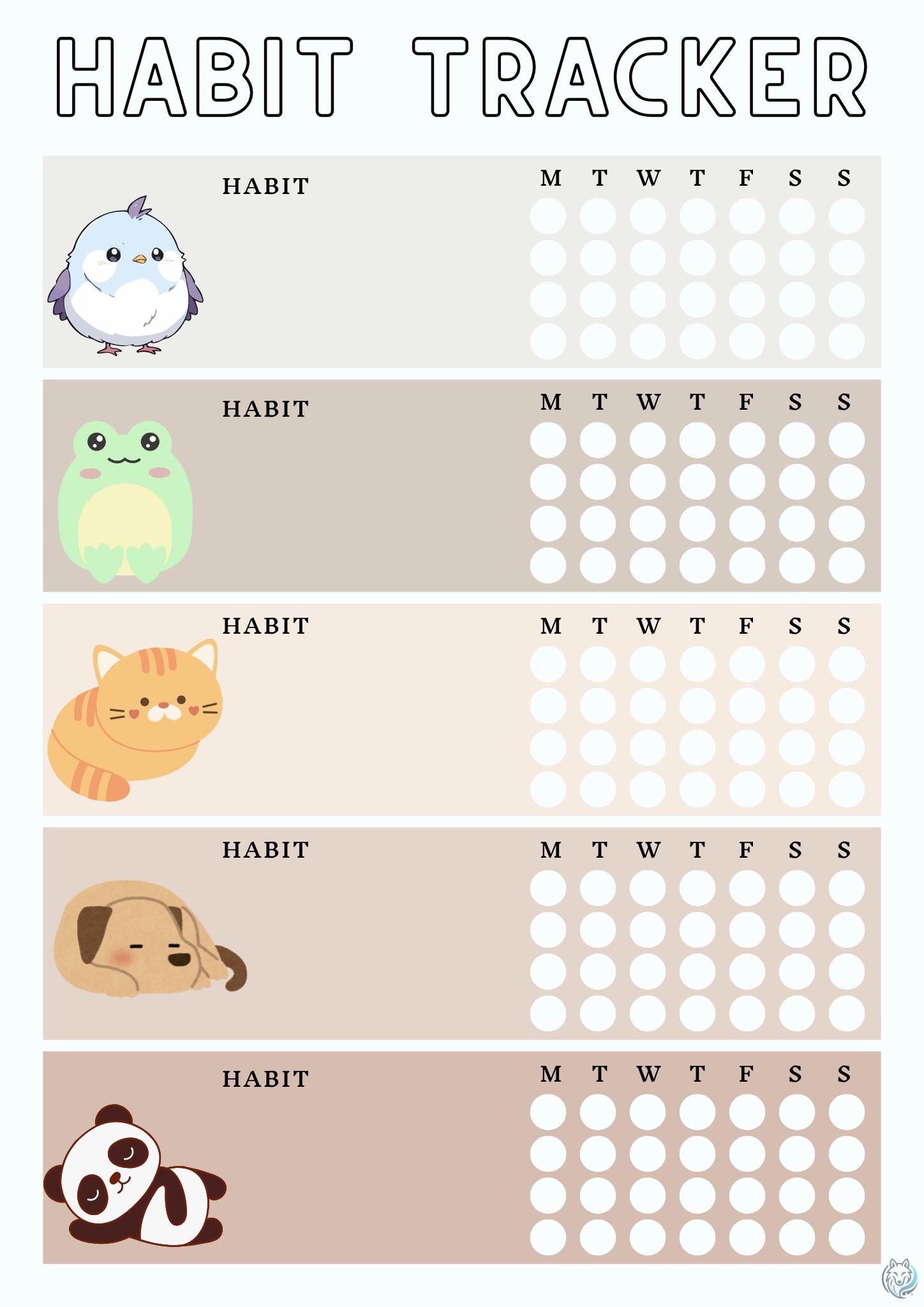Habit Tracker Animals - Printable PDF - Etsy