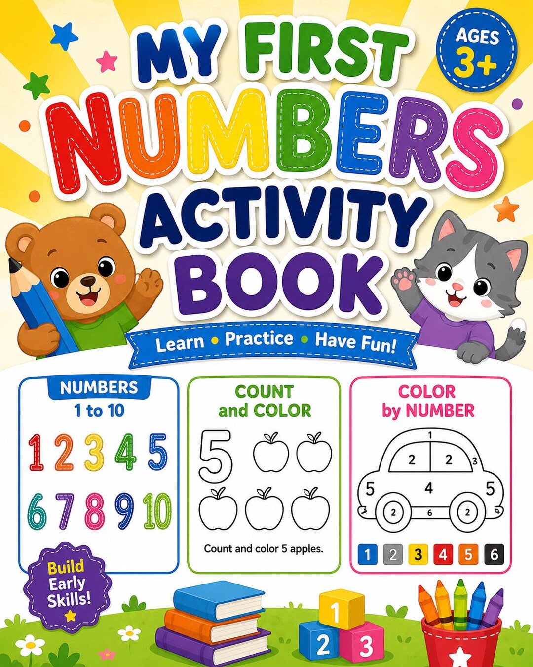 Preschool Numbers Activity Book | Learn to Count 1-10, Color by Number ...