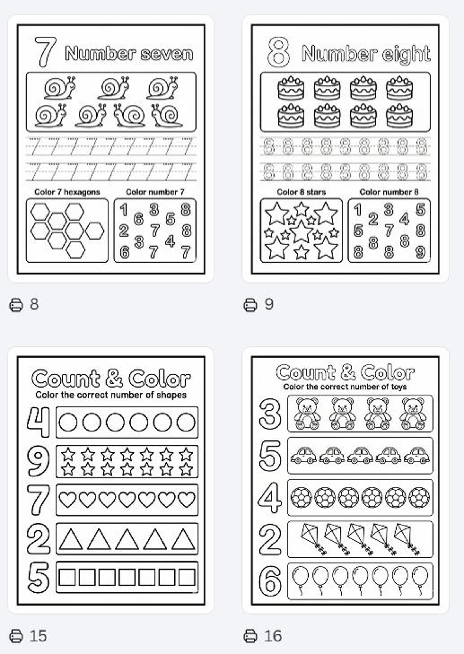 Preschool Numbers Activity Book | Learn to Count 1-10, Color by Number ...