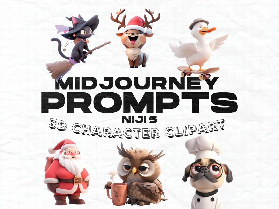 Midjourney Prompts for Cartoon 3D Character Clipart - Etsy
