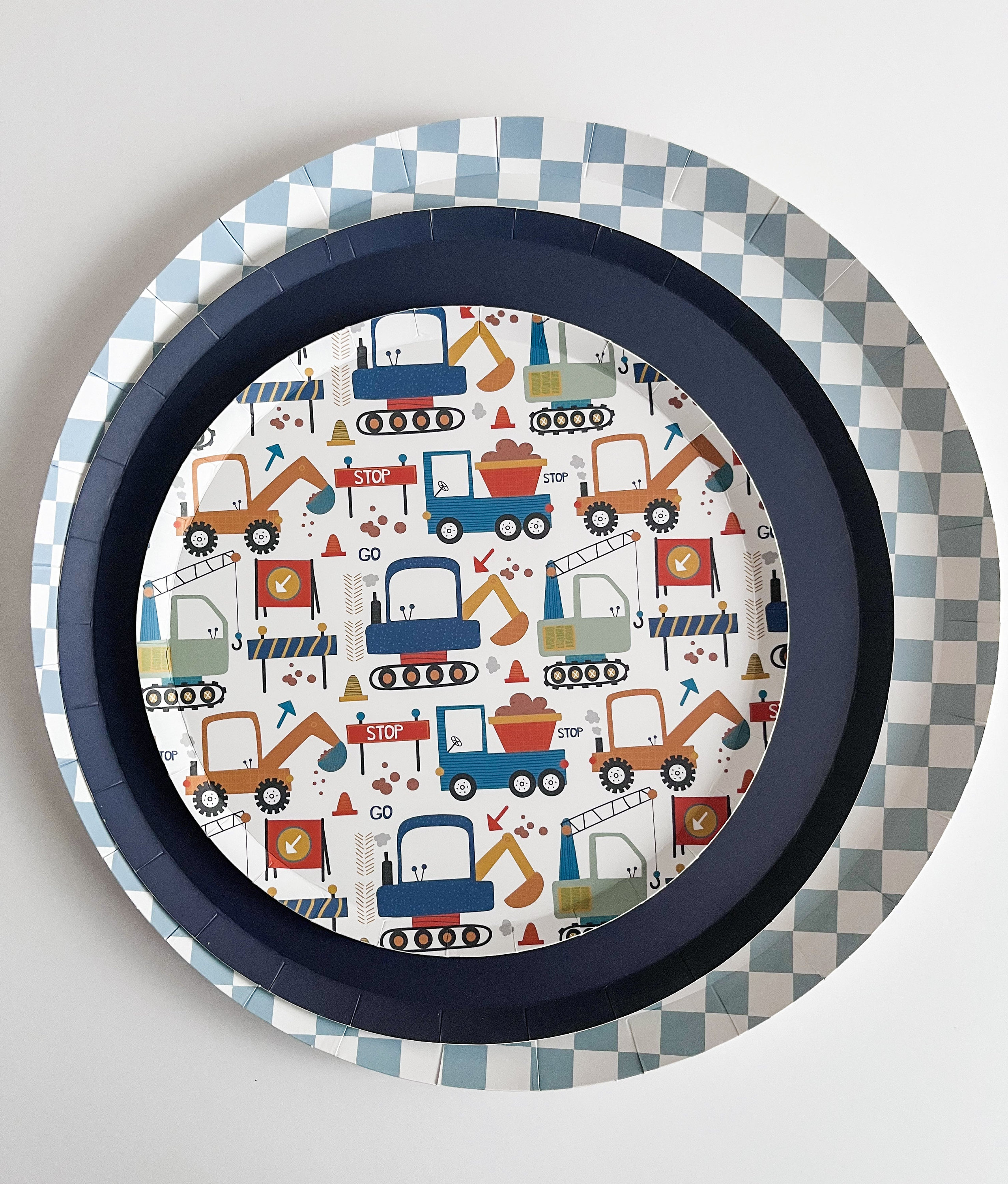 Checkered Blue Plate, XL (set of 8) - Etsy