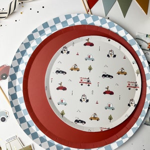 Checkered Blue Plate, XL (set of 8) - Etsy