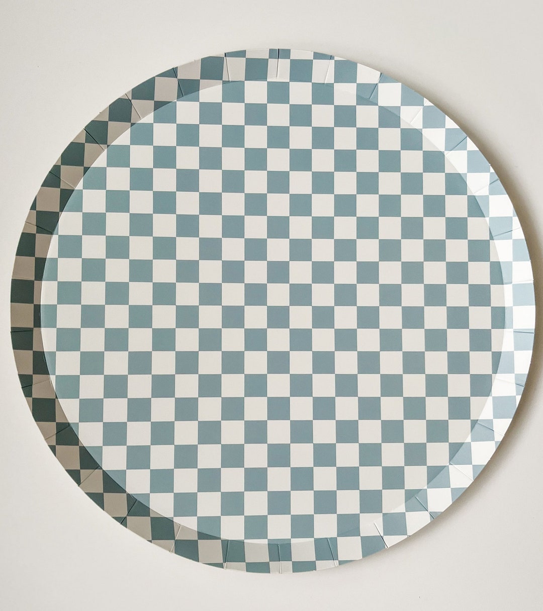 Checkered Blue Plate, XL (set of 8) - Etsy