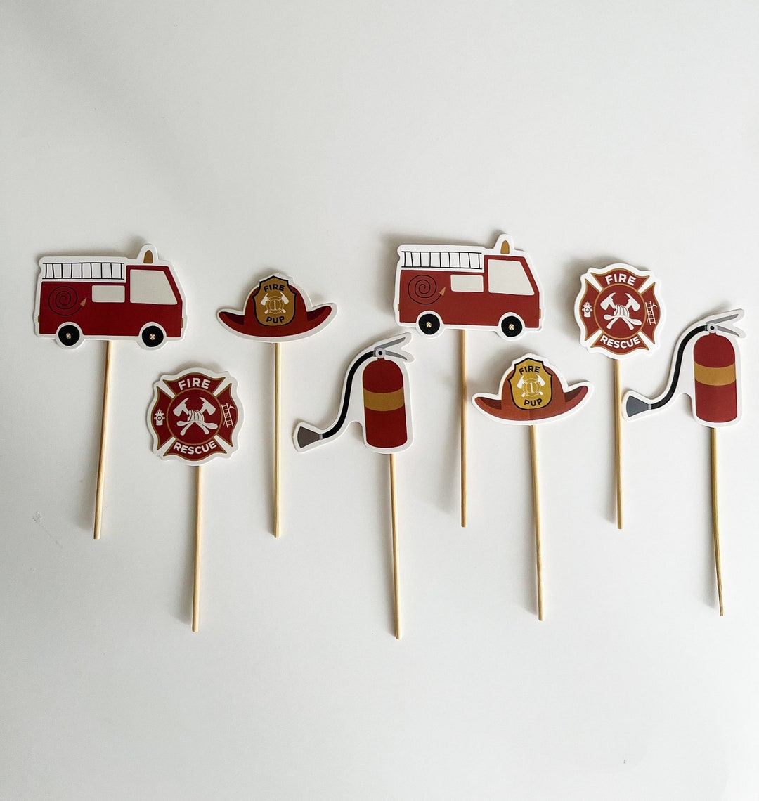 Fire Truck Toppers (8 Count) - Etsy