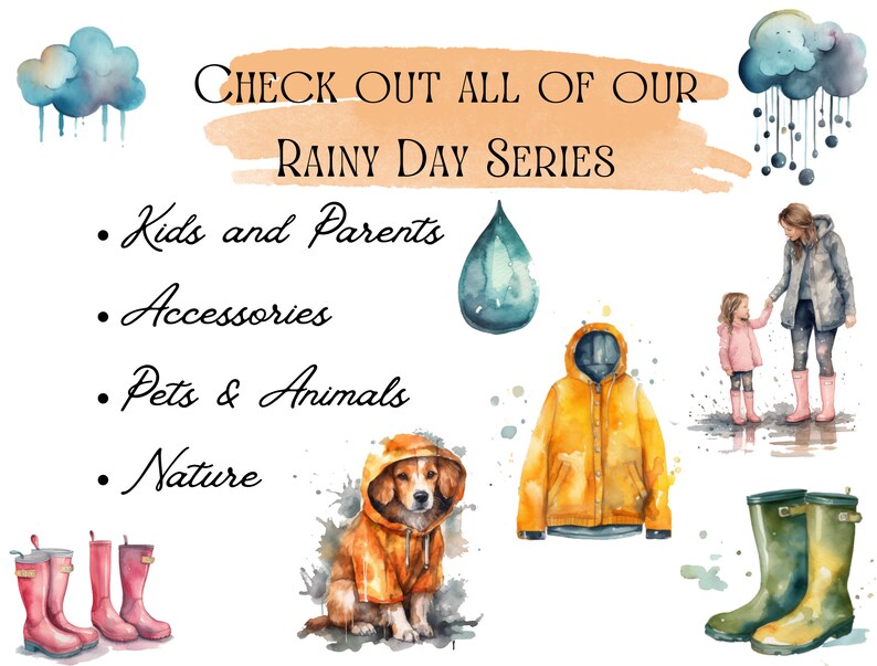 Watercolor Clipart | Rainy Day Series | Accessories Bundle | Digital ...
