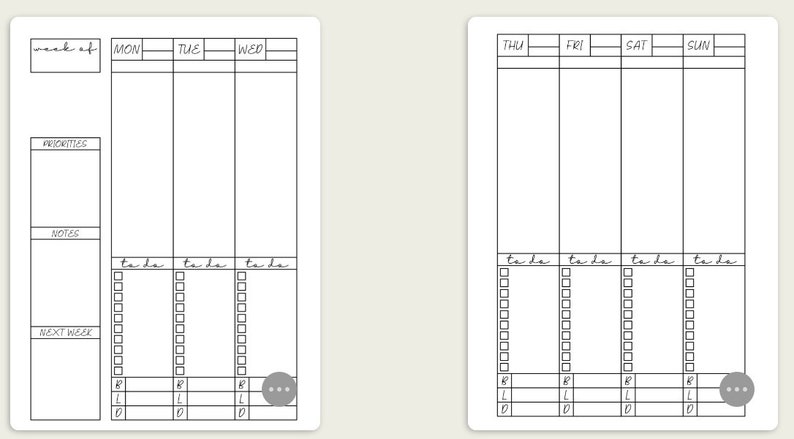Undated Weekly Planner - Etsy