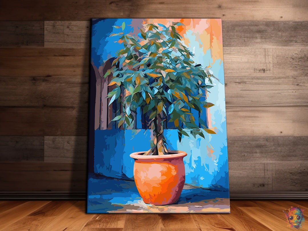 Abstract Ficus Wall Art, Weeping Ficus Canvas, House Plant Art ...