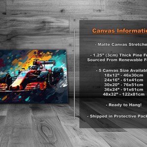 Formula 1 Wall Art, Racing Car Canvas, Modern Wall Decor, Ready to Hang ...