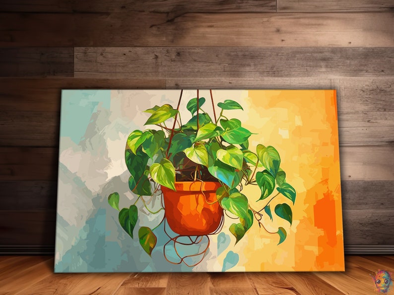 Hanging Pothos Wall Art, Golden Pothos Canvas, Plant Lover Gift, House ...