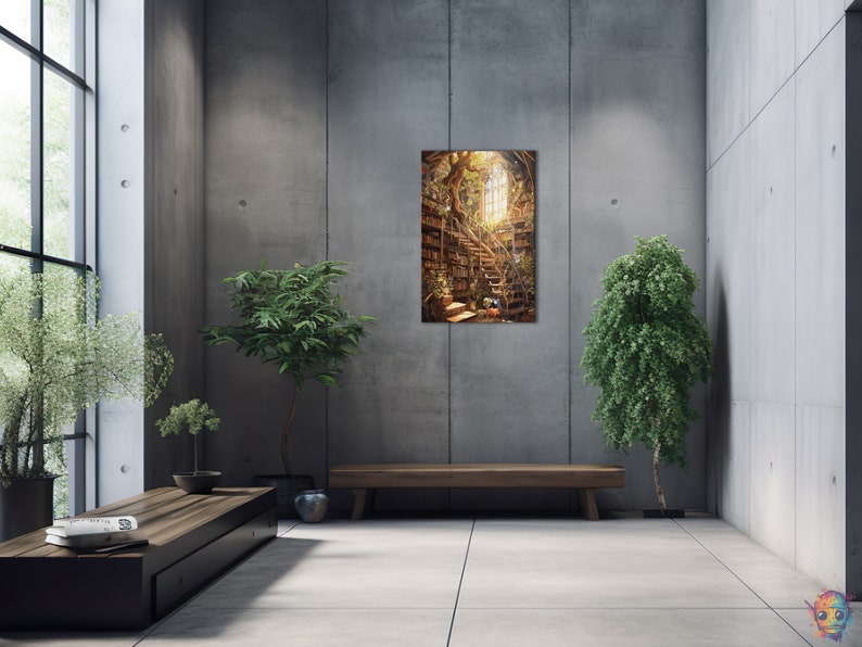 Fantasy Library Wall Art Lush Green Library Canvas Manga - Etsy
