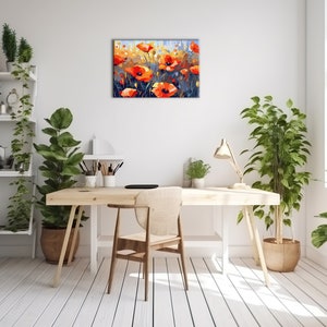 Abstract Poppy Field Wall Art, Poppy Fields Canvas, Flower Art, Floral ...