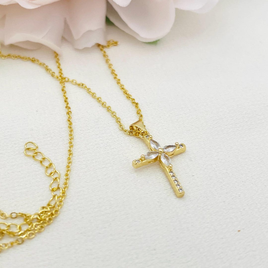 Cross Necklace, Religious Keepsake, Communion Keepsake, Religious ...