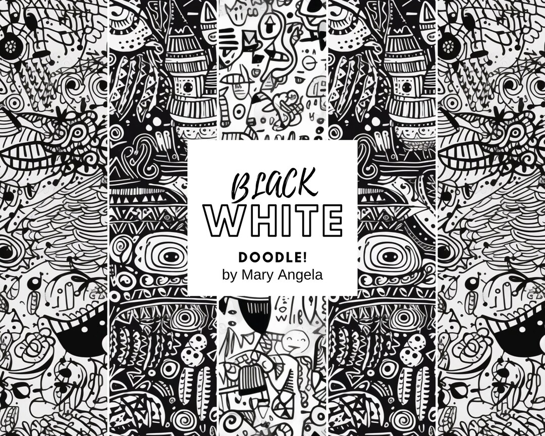 Black and White Doodle Digital Paper Bundle - Etsy