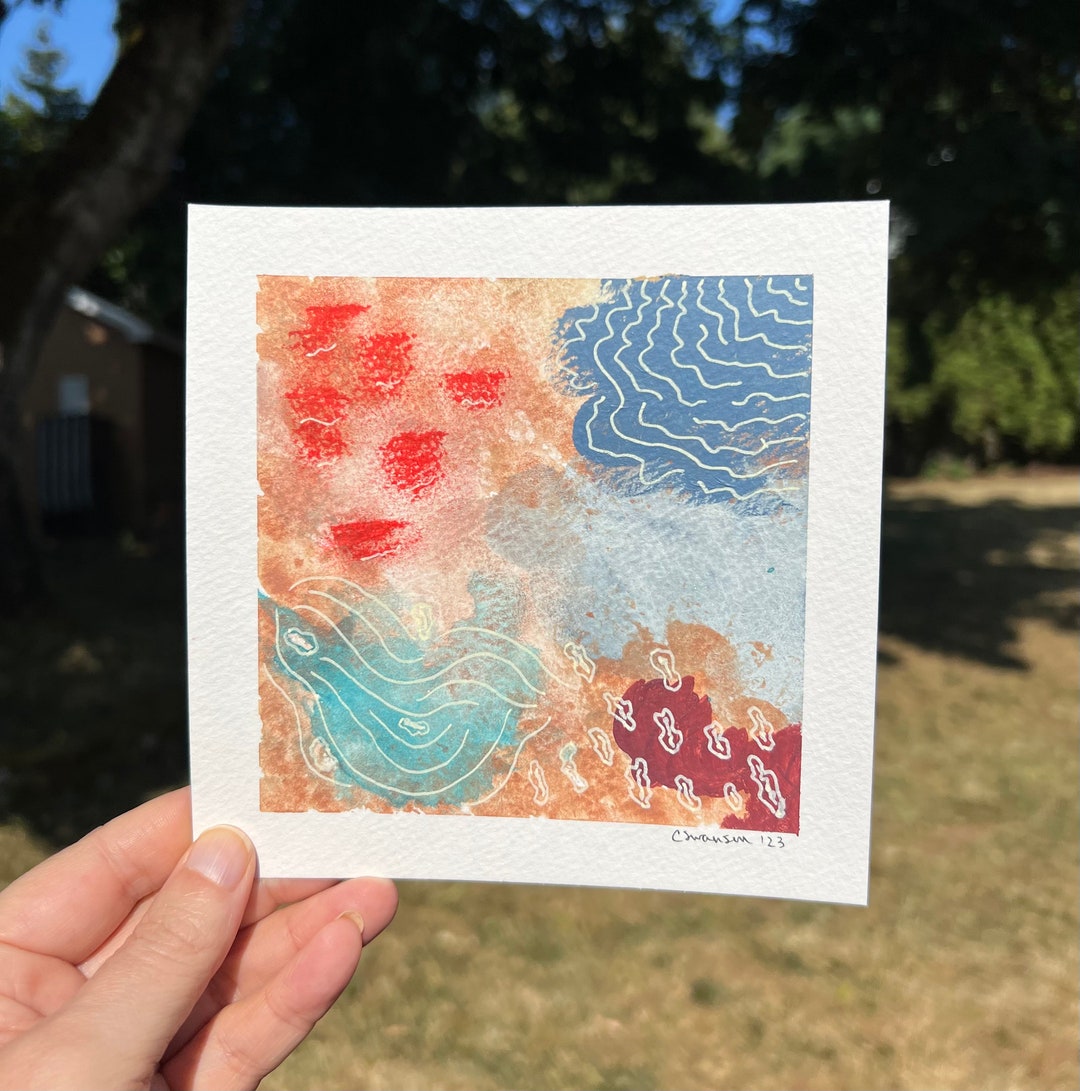 Under Sea II, Mini Abstract Painting, Celestial Painting, Small ...