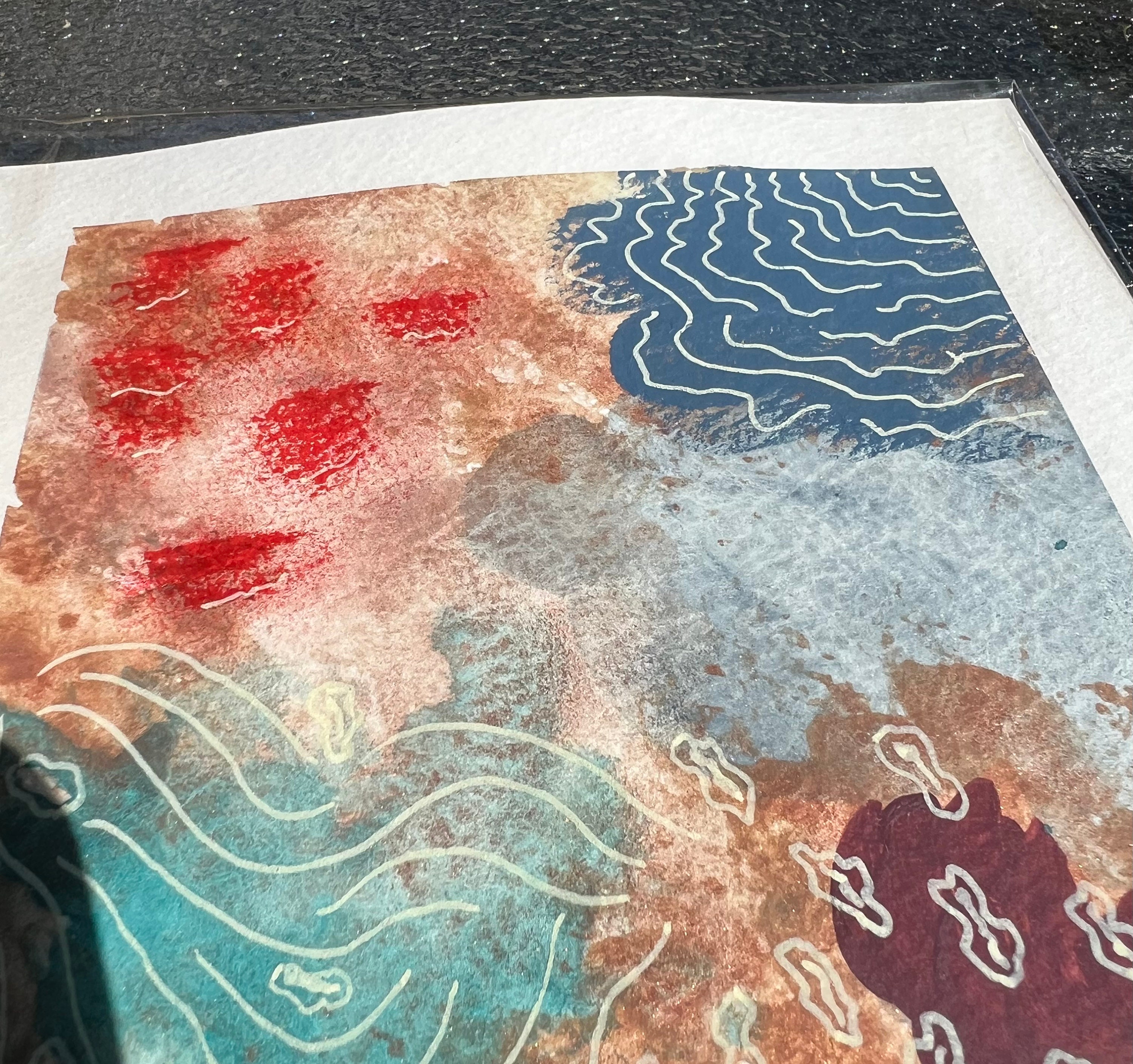 Under Sea II, Mini Abstract Painting, Celestial Painting, Small ...