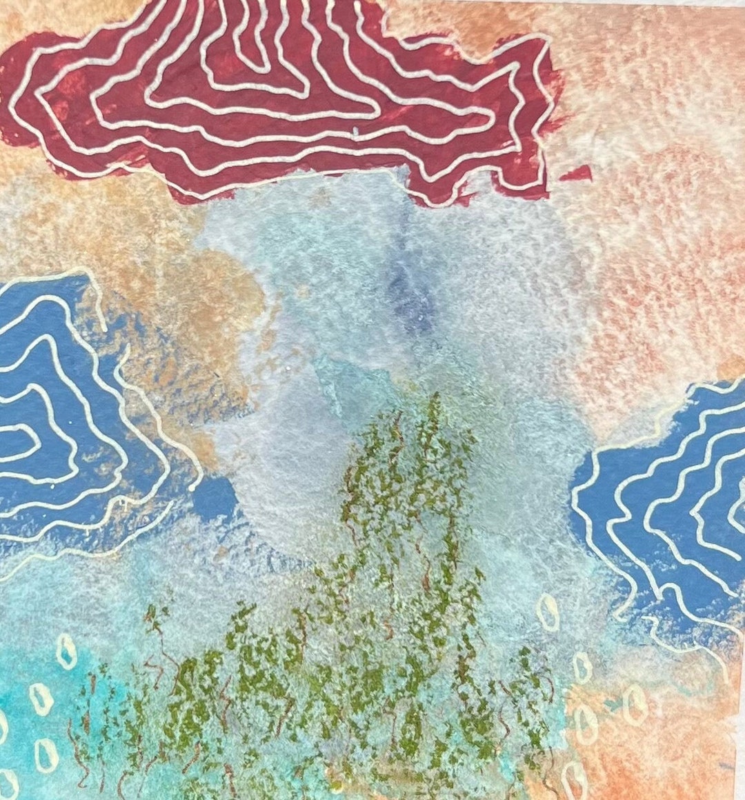 Under Sea 3, Mini Abstract Painting, Celestial Painting, Small Abstract ...