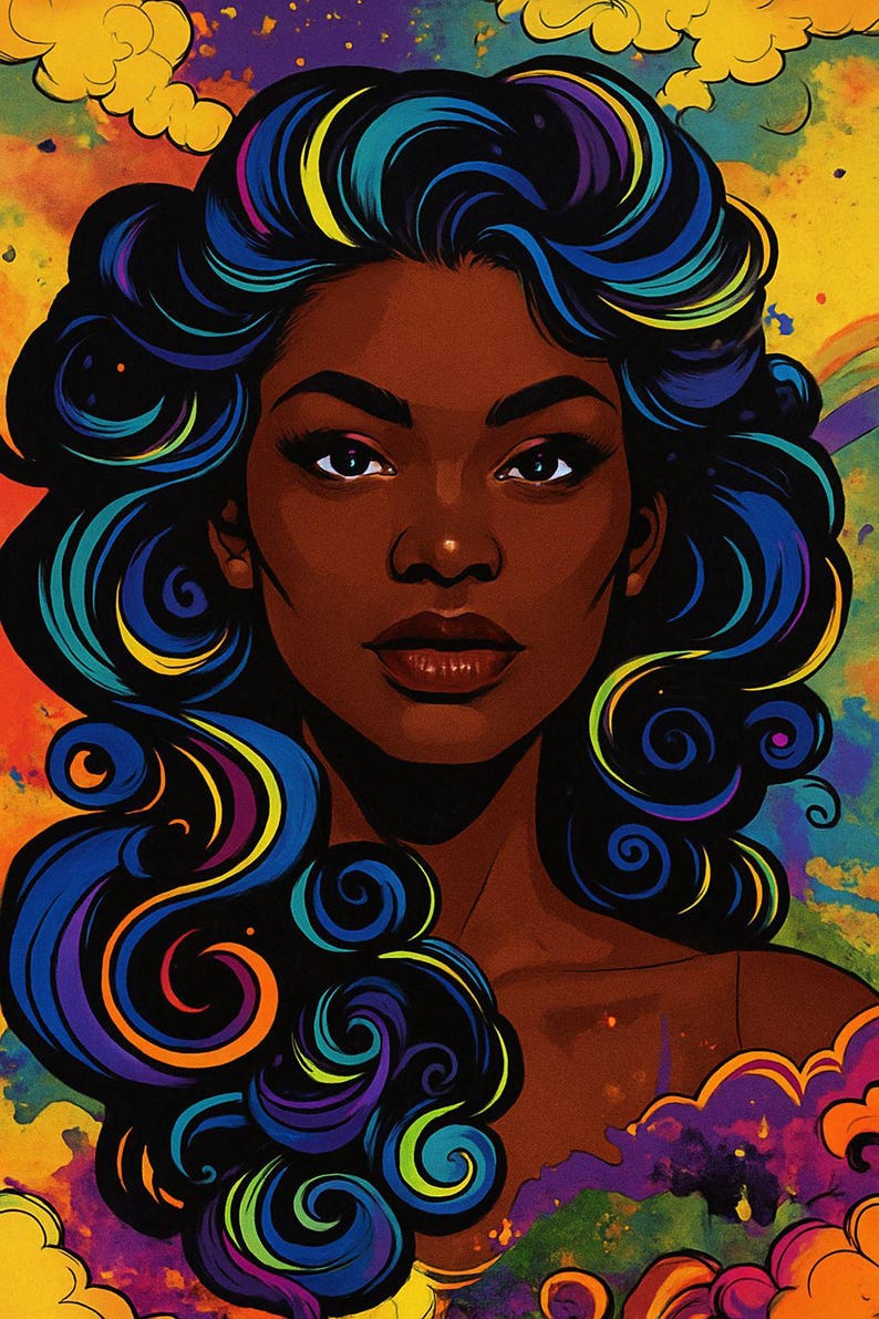 Afro Goddess Digital Wall Art | Black Girl Magic Printable Poster ...