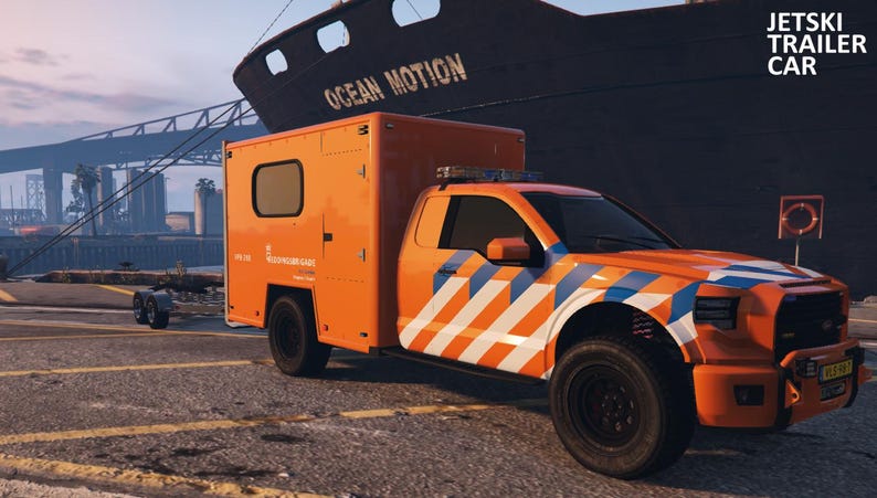 Fivem Coast Guard Ambulance Truck + Trailer & Jet Ski | UV Mapped ...