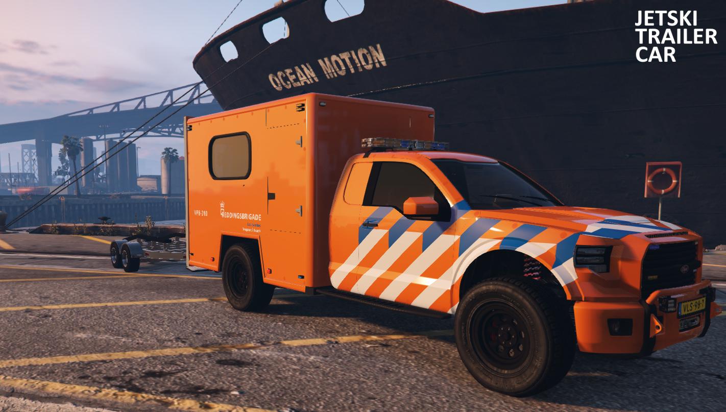 Fivem Coast Guard Ambulance Truck + Trailer & Jet Ski | UV Mapped ...