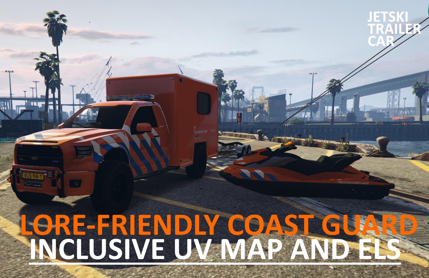 Fivem Coast Guard Ambulance Truck + Trailer & Jet Ski | UV Mapped ...