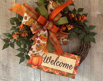 Fall 14 Inch Round Grapevine Wreath - Etsy