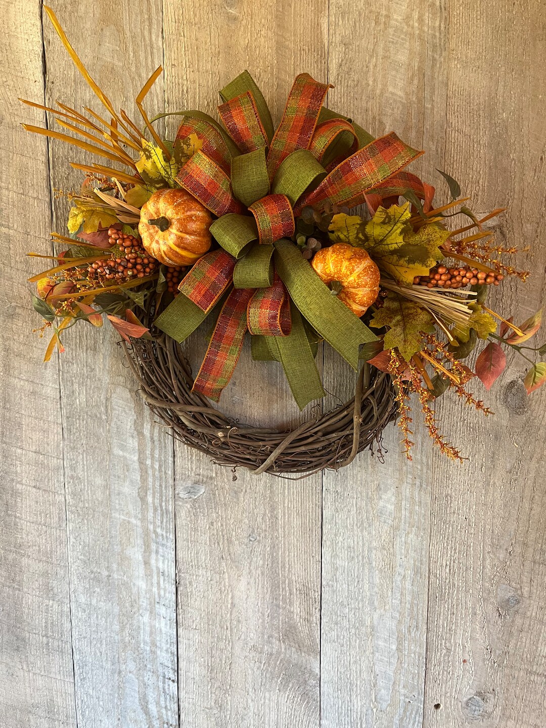 Fall 14 Inch Round Grapevine Wreath - Etsy