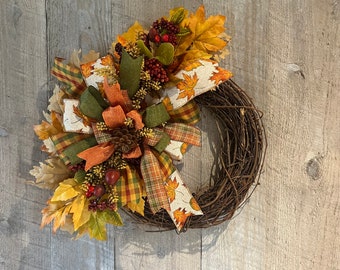 Fall 14 Inch Round Grapevine Wreath - Etsy