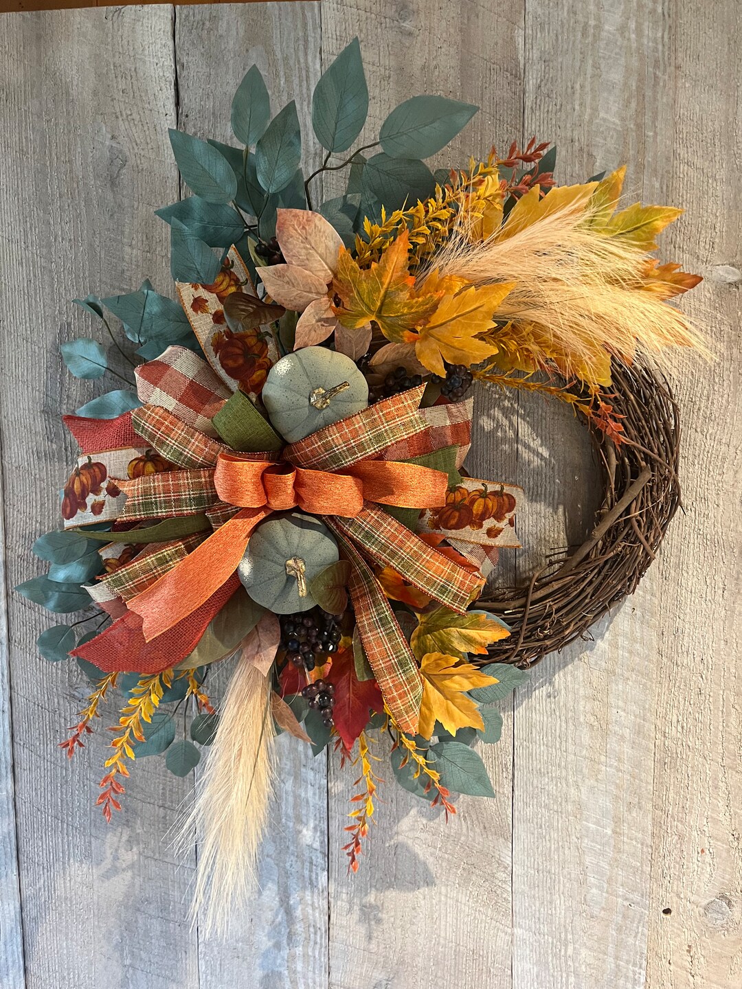 Fall 18 Inch Round Grapevine Wreath - Etsy