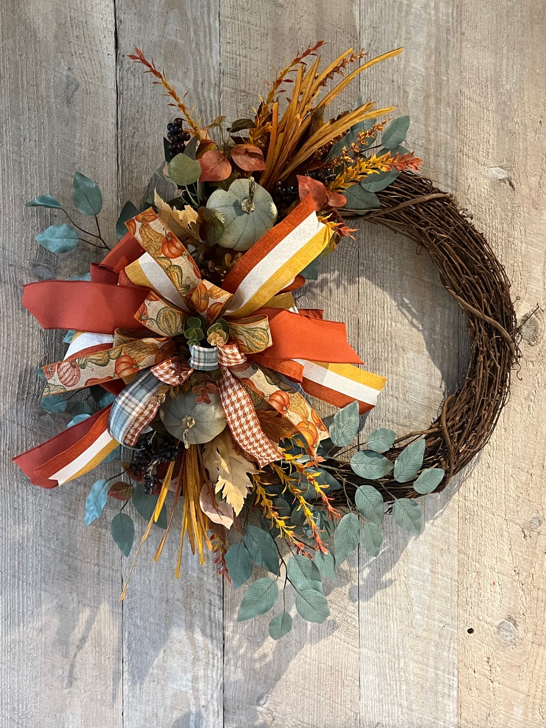 Fall 18 Inch Round Grapevine Wreath - Etsy