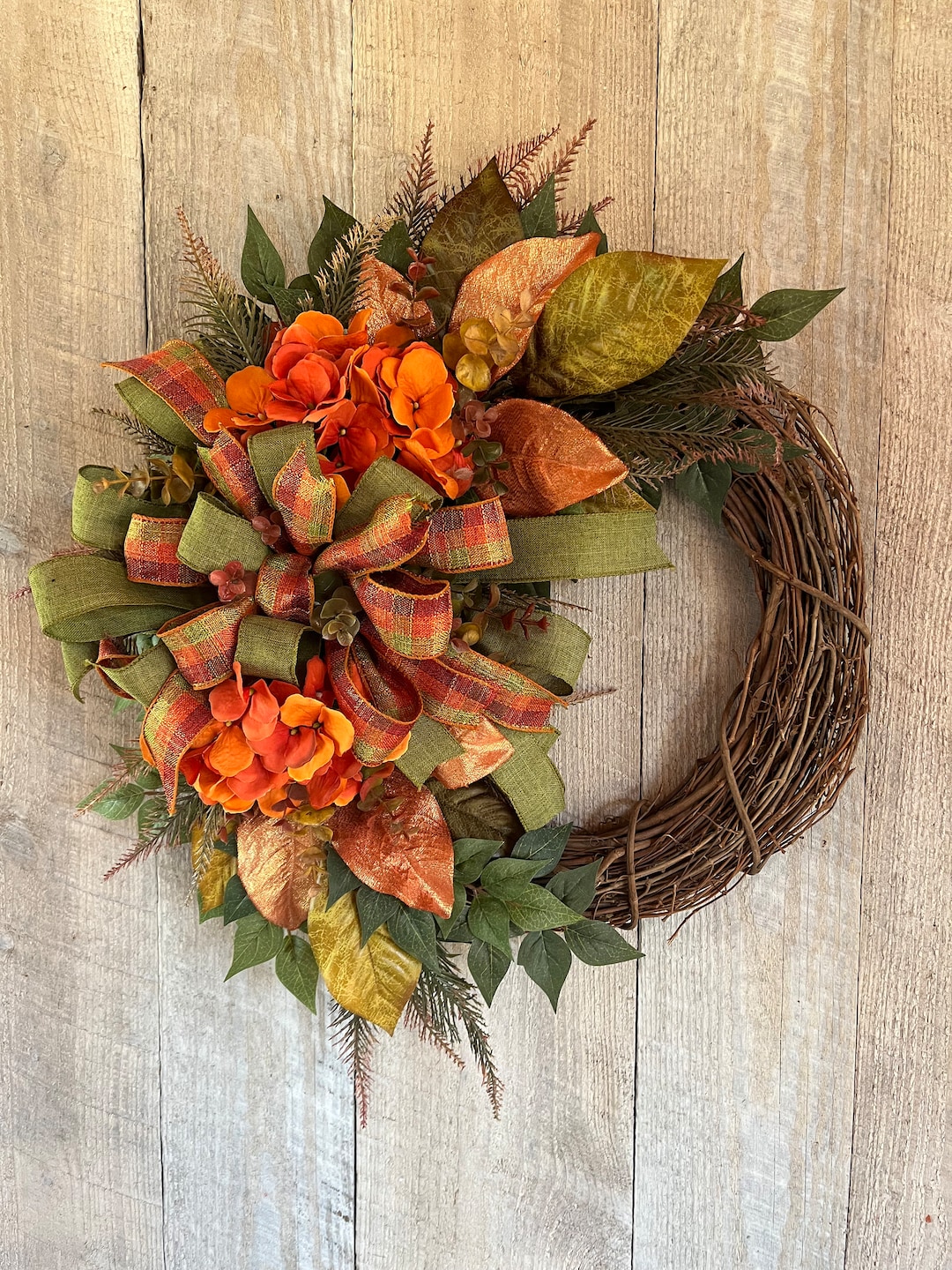 Fall 14 Inch Round Grapevine Wreath - Etsy